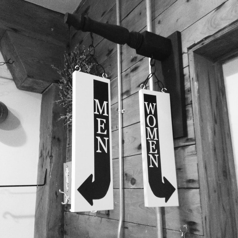 NEW!! 2 Bathroom Street Signs/vertical Restroom With Arrow/personalized ...