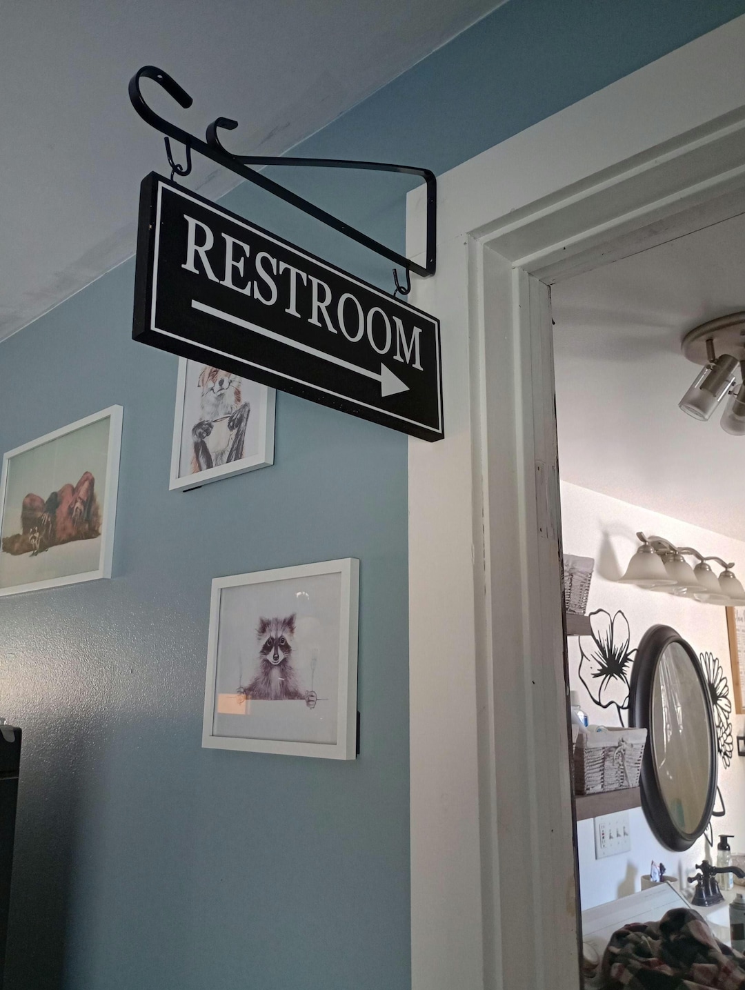 NEW!! Restroom Sign Double Sided Restroom Directional Sign Restroom ...