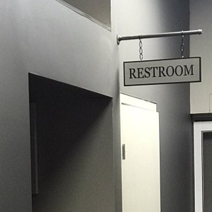 Restrooms Double Sided Bathroom Street Sign Restroom Sign Bathroom Sign ...