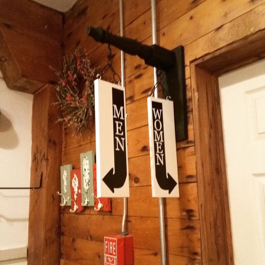 NEW!! 2 Bathroom Street Signs/vertical Restroom With Arrow/personalized ...