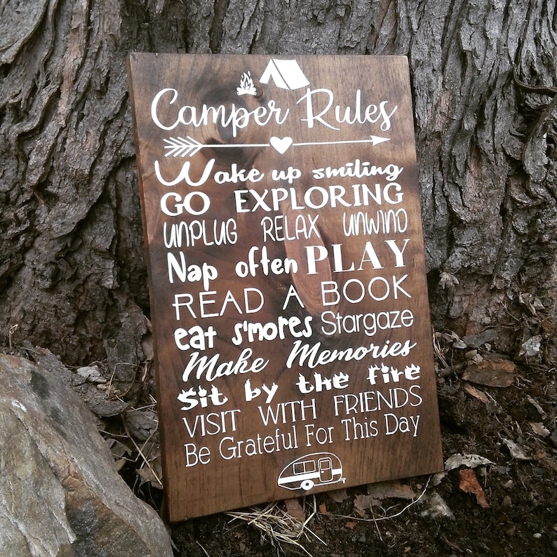 Camper Rules Sign Camping Sign Rustic Summer Sign Wooden - Etsy