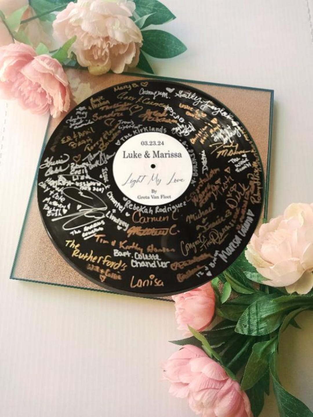 Personalized Record W/display Case Wedding Guestbook First Song Vinyl ...