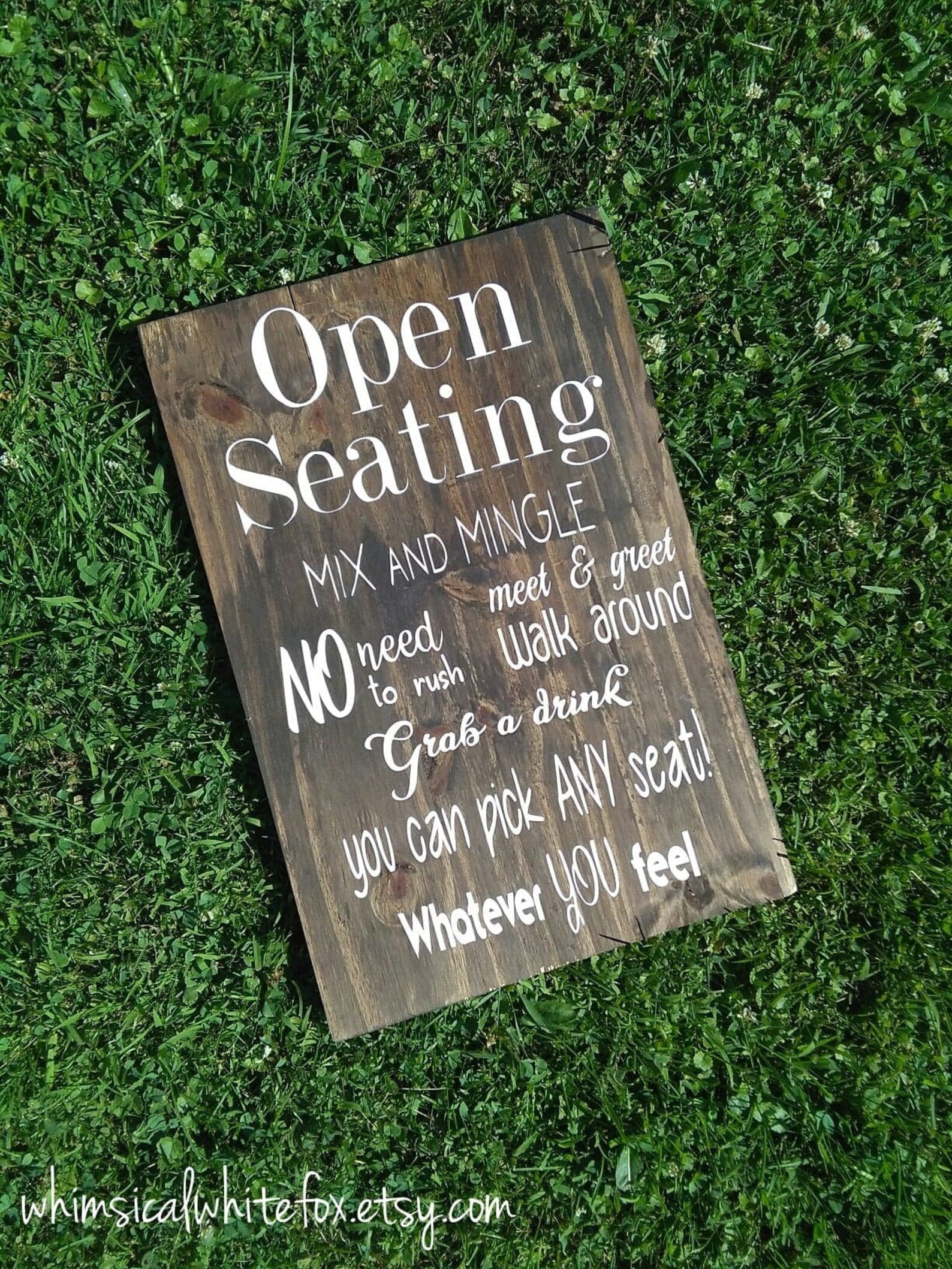 Open Seating Wedding Sign, 10"x15", Rustic Wooden Wedding Sign, Seating ...