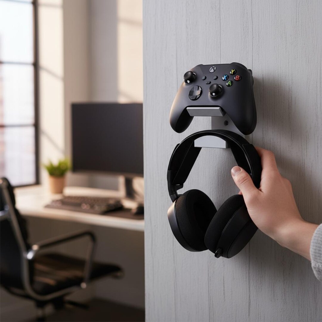 Universal Wall Mount Xbox Style Controller and Headset Holder, Gaming ...