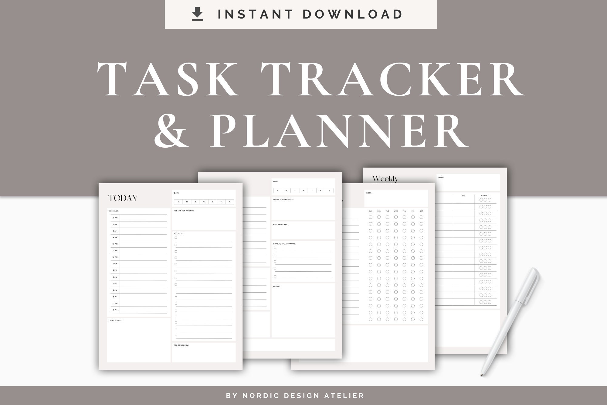 Task Planner Printable, Minimalist Daily and Weekly Organizer, To-do ...