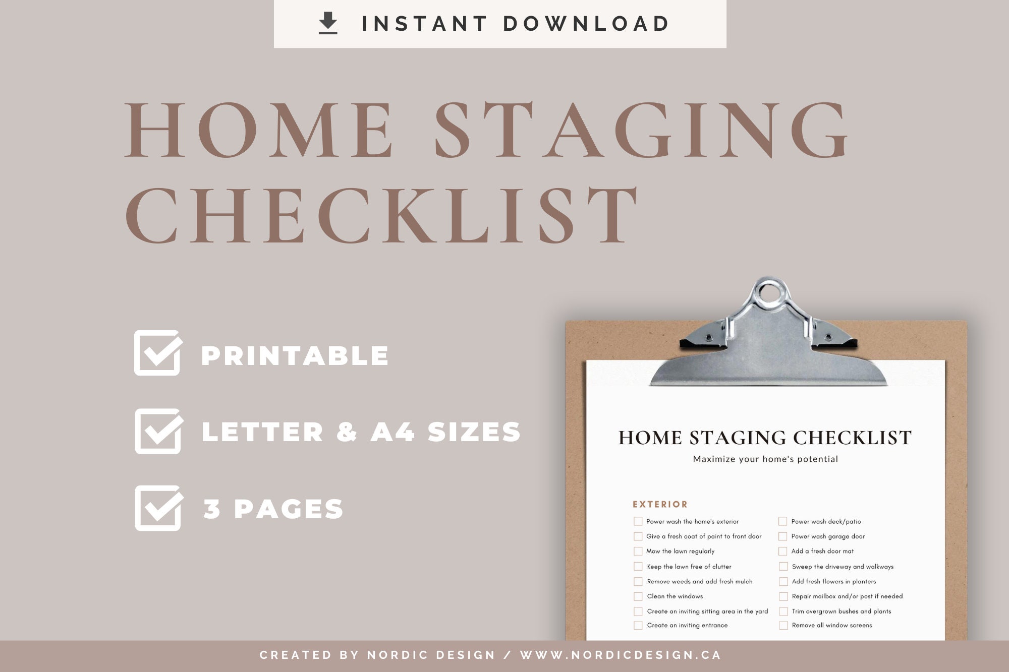 Home Staging Checklist, Real Eastate Pre-listing Checklist, Spring ...