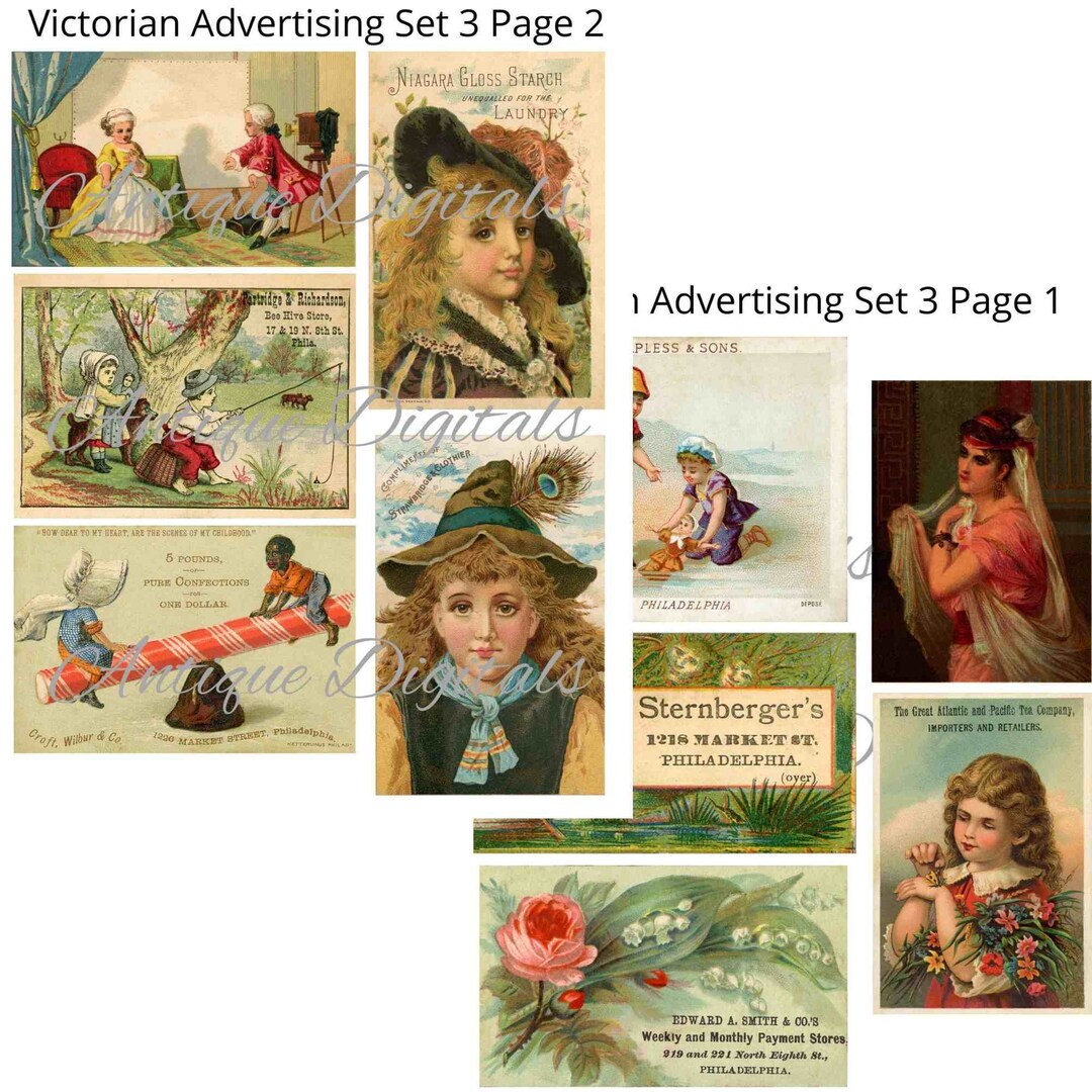 Victorian Advertising Trade Cards Set 3 Instant Download A4/8.5 by 11 ...