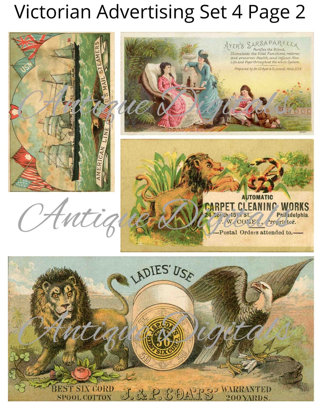 JPG Victorian Advertising Trade Cards Set of 4 - Instant Download ...