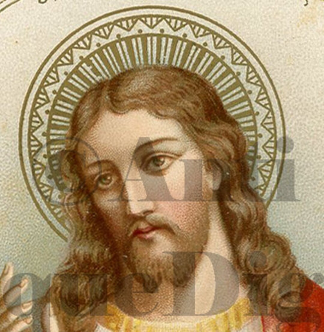Antique Prayer Card Digital Download 1910s SS Cor Jesu for Scrapbooking ...