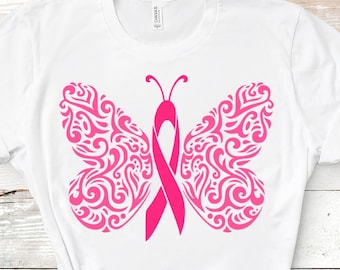 Pink Ribbon Butterfly Svg. Breast Cancer Awareness Fight - Etsy