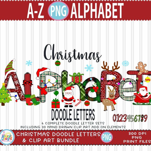 Christmas Alpha Clipart - Etsy