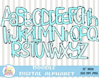 A-Z Leopard and Turquoise Doodle Letters PNG (Download Now) - Etsy