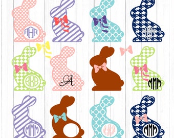 Easter svg Bunny Monogram Frames Svg pattern Easter Monogram | Etsy