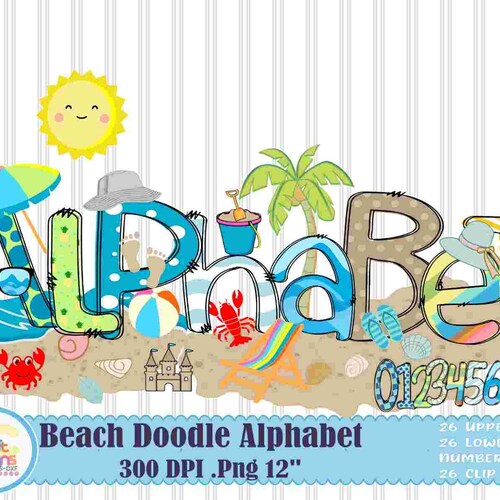 Summer Doodle Alphabet Bundle Summer PNG Letters Numbers & - Etsy