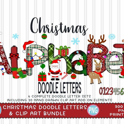 Christmas Alphabet PNG Letters Winter Snowflake Doodle - Etsy