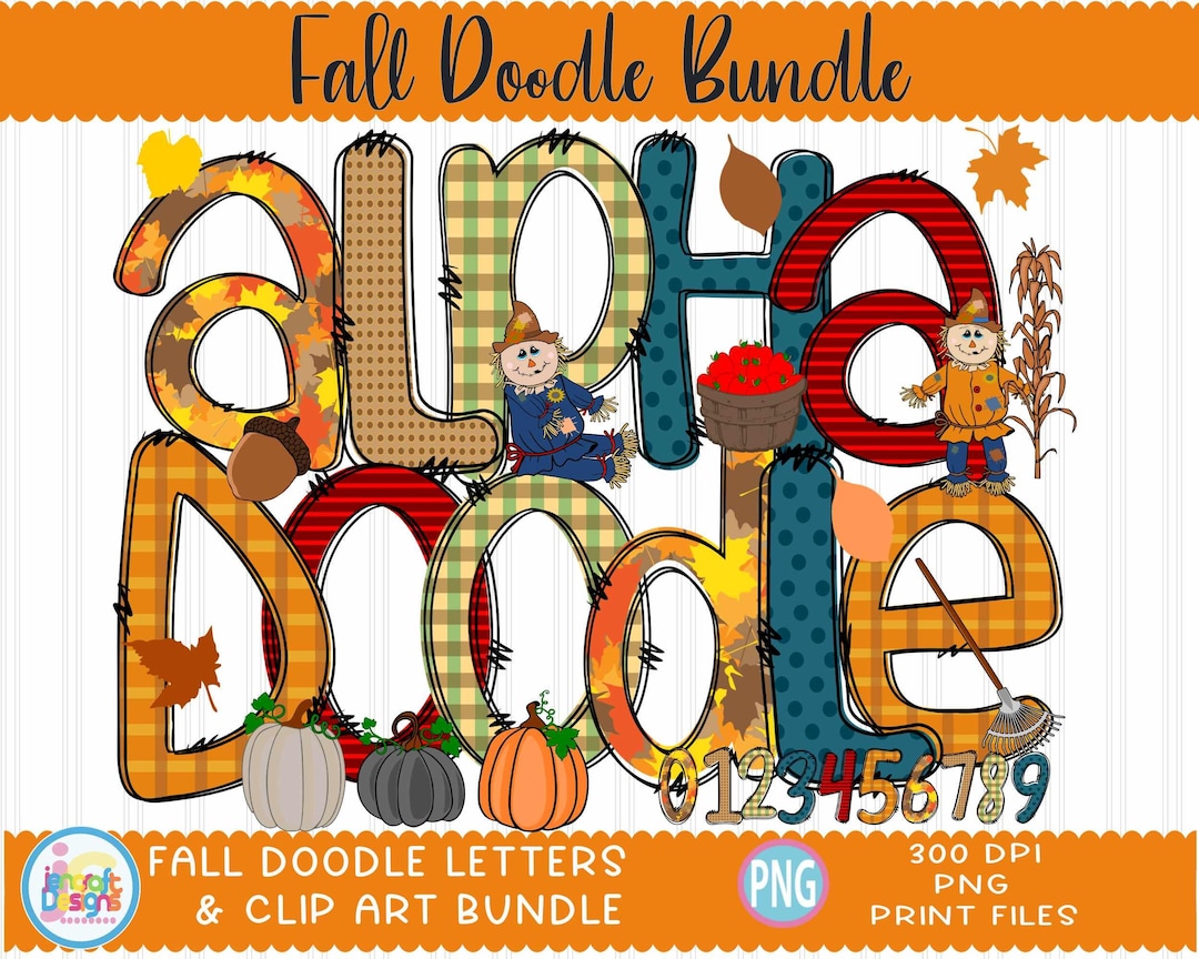 Autumn Doodle Letters: Fall Alphabet Clipart Bundle (PNG) - Etsy