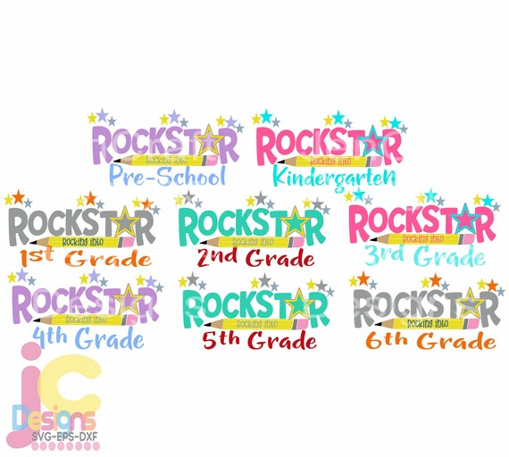 School Svg Rock Star Rock Into Prek-6th Svg Back to School | Etsy