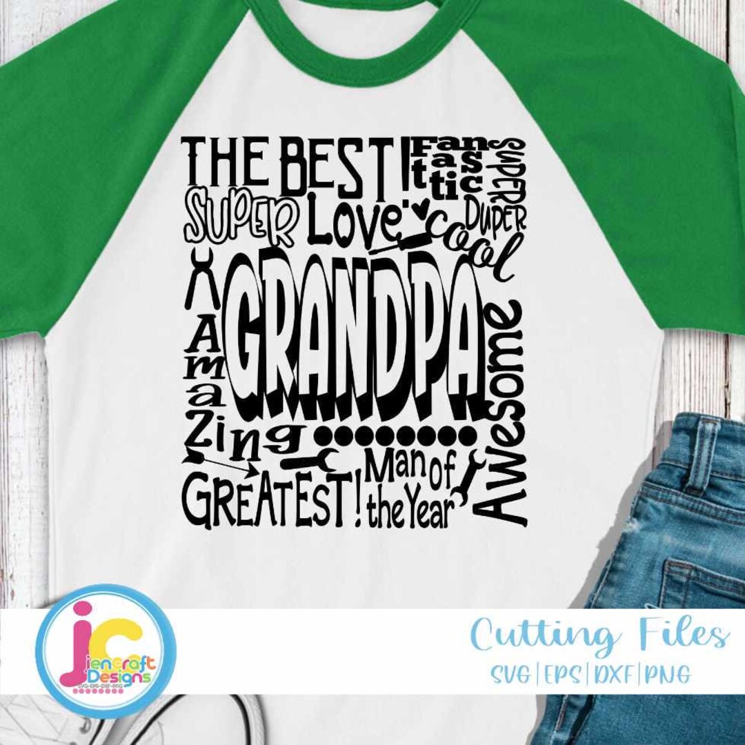 Grandpa SVG, Father's Day SVG, Grandfather Typography Word Art, Super ...