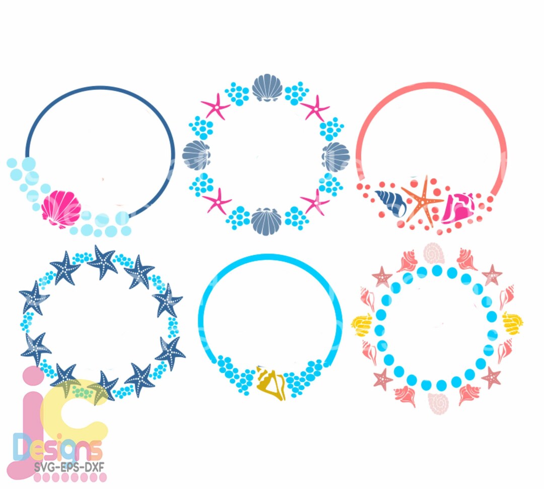 Seashell Svg Shells Ocean Beach Svg, Monogram Svg, Dxf, Eps, Png ...