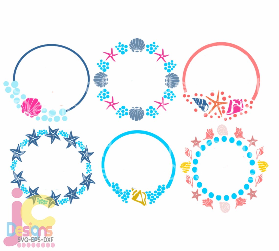 Seashell Svg Shells Ocean Beach Svg Monogram Svg Dxf Eps - Etsy