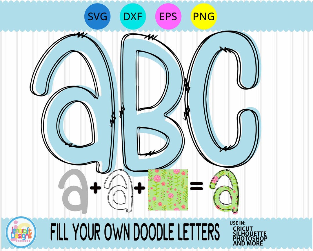 Doodle Alphabet SVG Bundle, Lower Case Doodle Letters, Hand-drawn Font ...