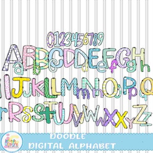 Spring Sublimation Doodle Letters Png Hand Drawn Alpha Pack Numbers ...