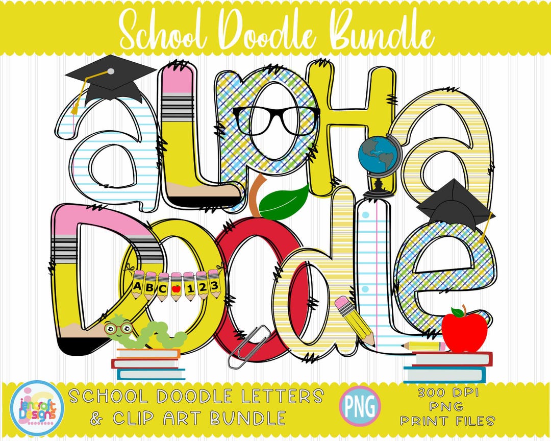 Back to School Doodle Letters: Teacher Alphabet PNG (digital Design) - Etsy