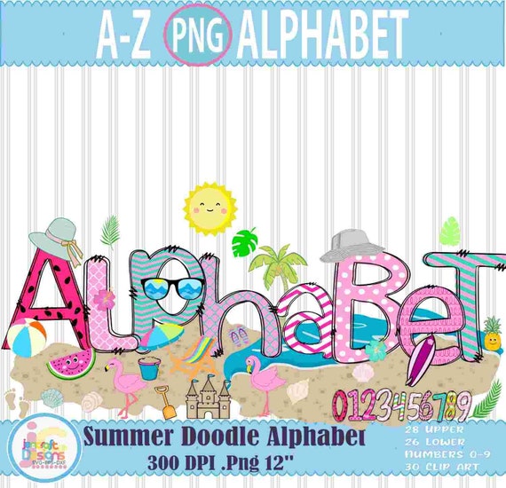 Doodle Letters Png Beach Summer Png Sublimation Ocean Hand - Etsy
