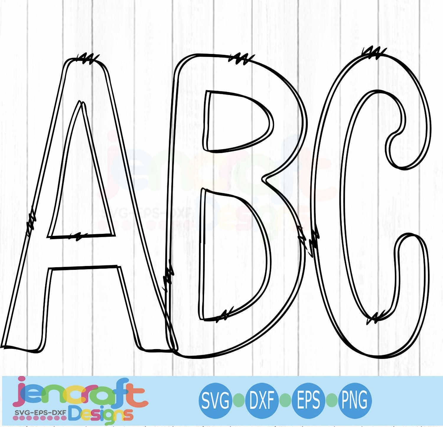 Doodle Alphabet SVG Bundle, Upper Case Doodle Letters, Hand-Drawn Font ...