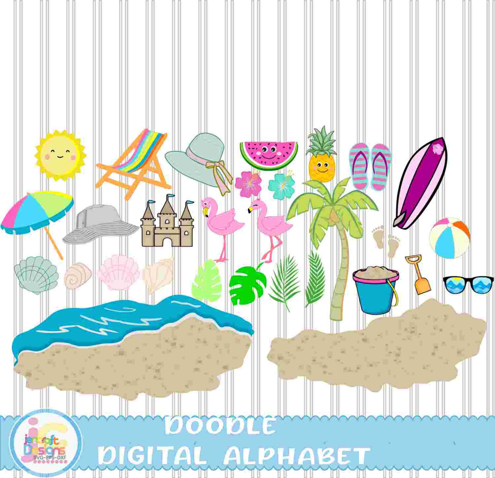 Doodle Letters Png Beach Summer Png Sublimation Ocean Hand - Etsy