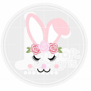 Easter Svg, Bunny Svg, Cute Girl Bunny Face Svg, Floral Bunny Rabbit ...
