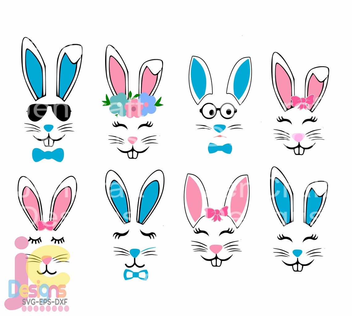 Easter Svg Bunny Face Svg Boy Girl Cute Easter Bunny Svg | Etsy