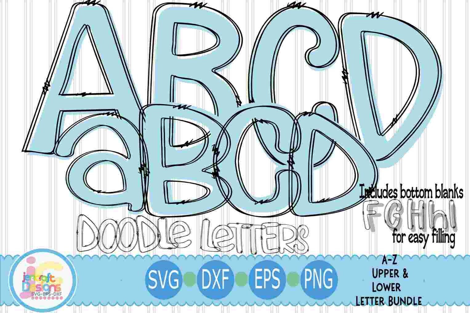 Doodle Alphabet SVG Bundle, Hand-Drawn Font, upper & lower Doodle ...