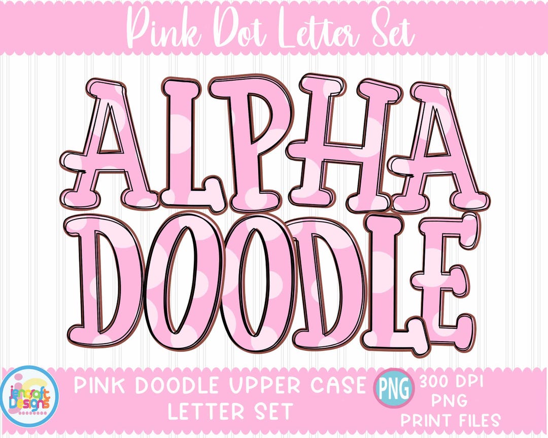 Pink Doodle Alphabet Png, Breast Cancer Sublimation Letter Alpha Pack ...