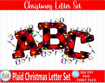 Buffalo Plaid Alphabet With Christmas Lights PNG, Craft, Clip Art ...