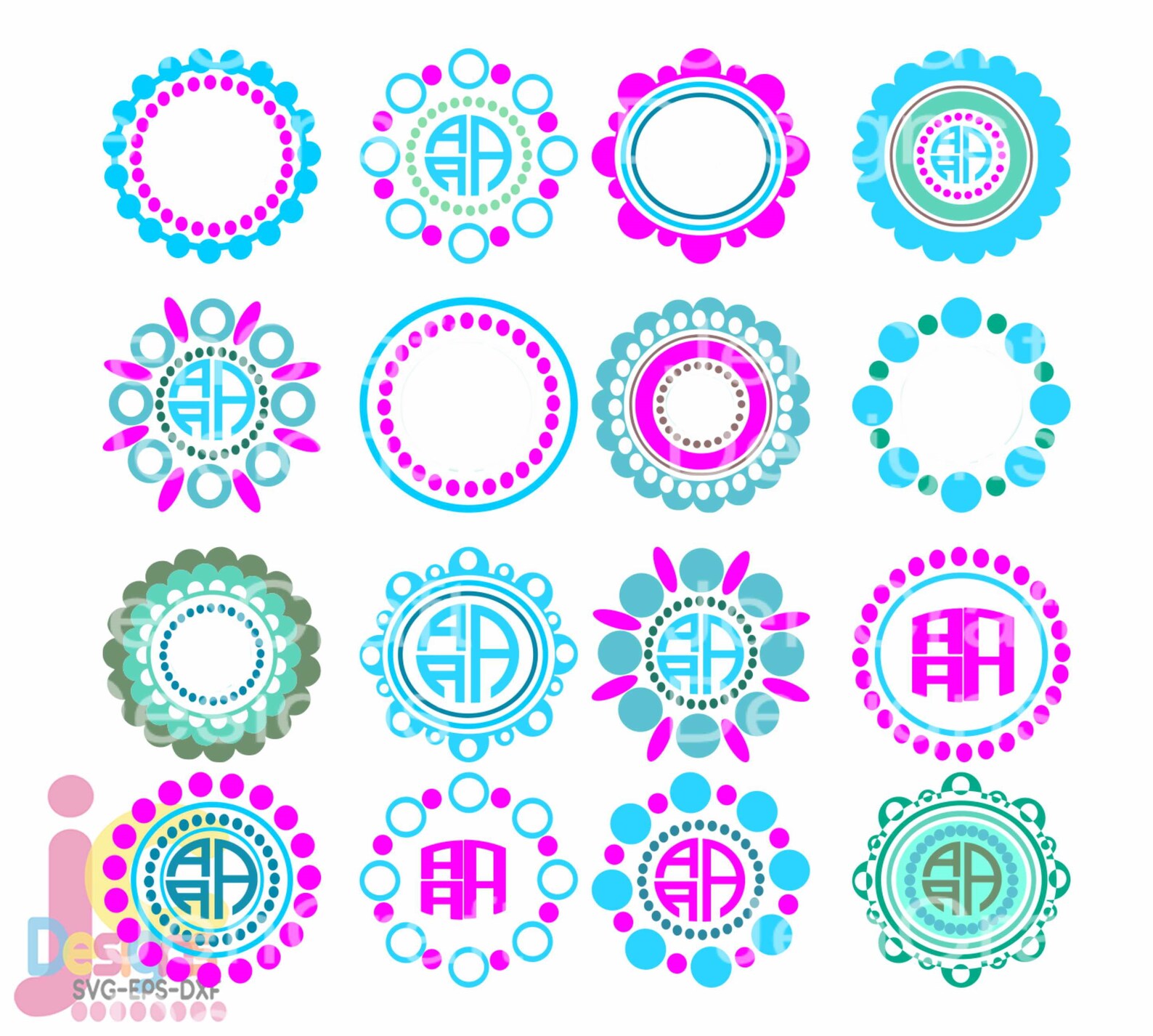 Circle Frames Svg Scalloped Monogram Frame Svg Inital | Etsy