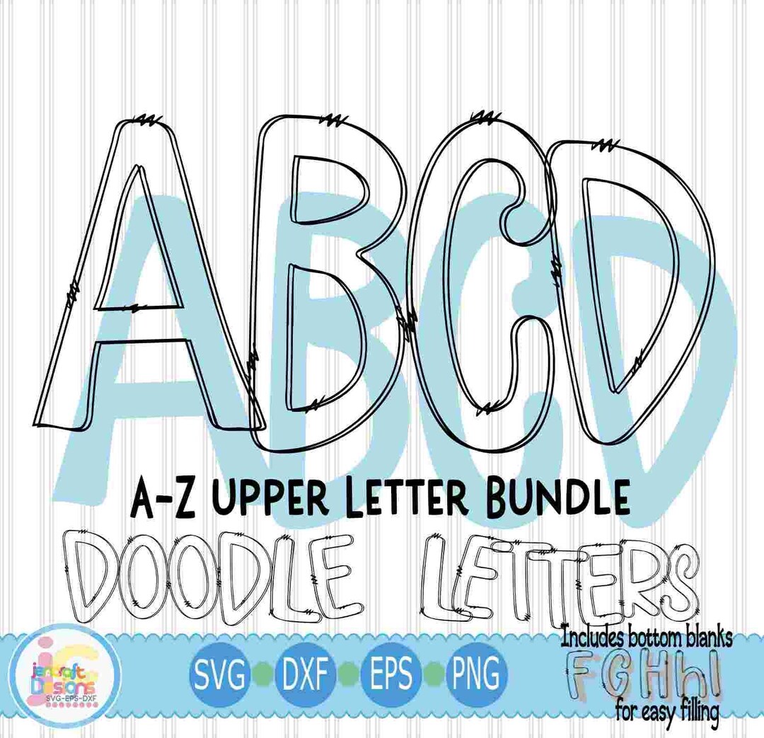 Doodle Alphabet SVG Bundle Upper Case Doodle Letters - Etsy