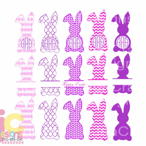 Easter Svg Bunny Monogram Frames Svg Pattern Easter Monogram | Etsy