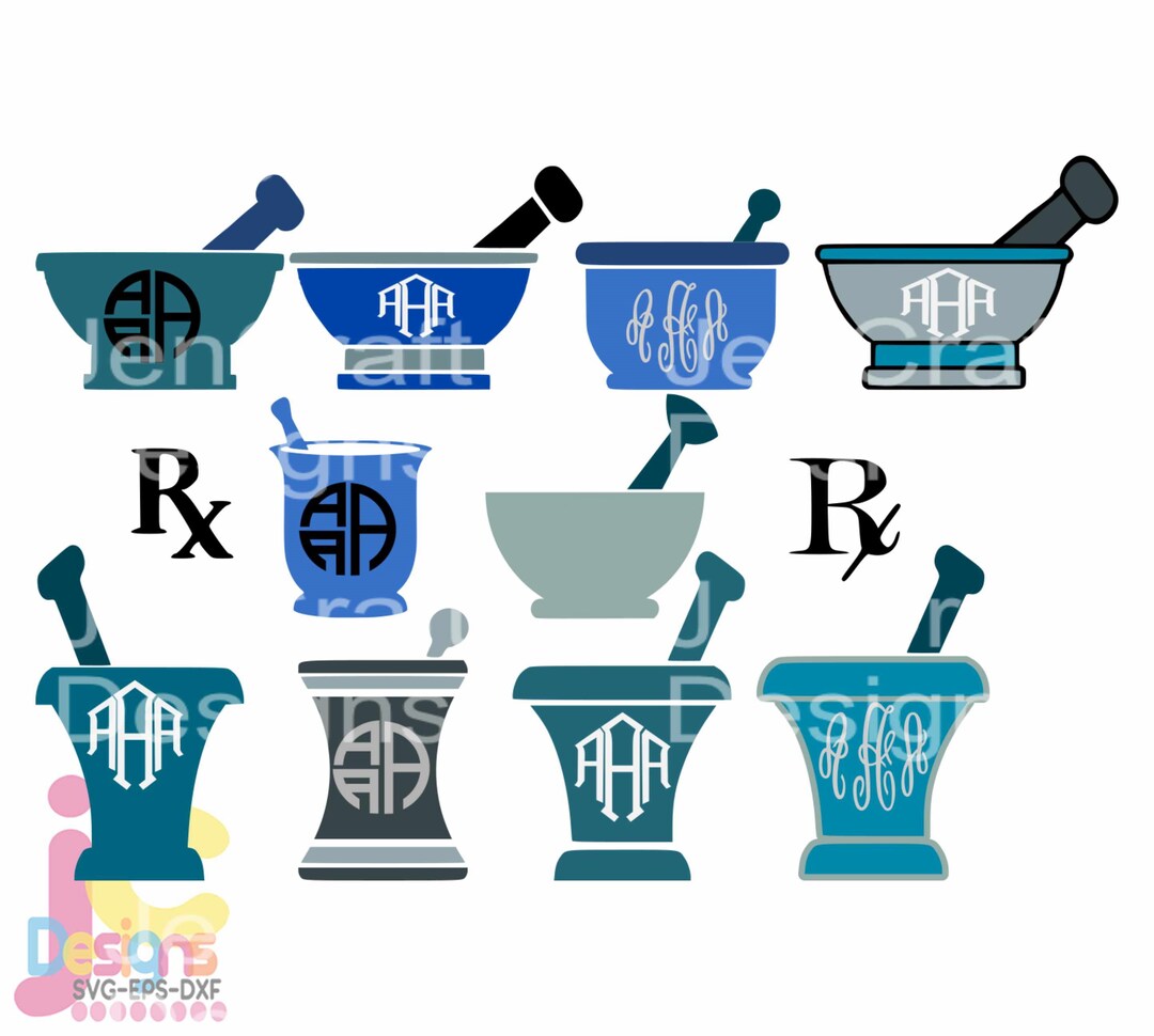 RX Pharmacy Svg Mortar and Pestle Doctor Nurse RN Svg Monogram Frame ...