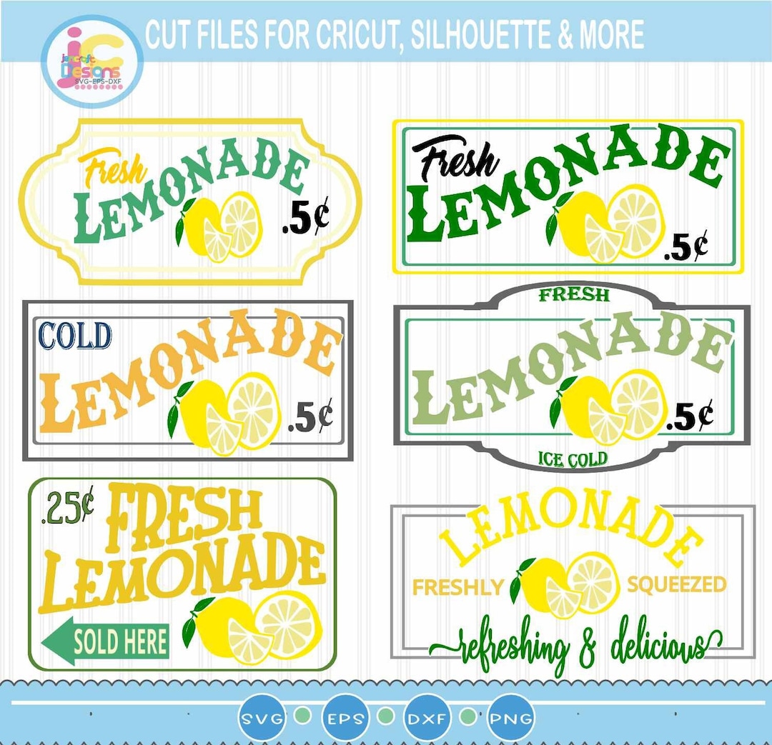 Lemonade Stand Sign Art Bundle, Summer Cut File (svg, Eps, Dxf, Png) - Etsy