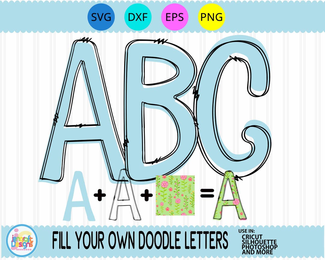 Doodle Alphabet SVG Bundle, Upper Case Doodle Letters, Hand-drawn Font ...