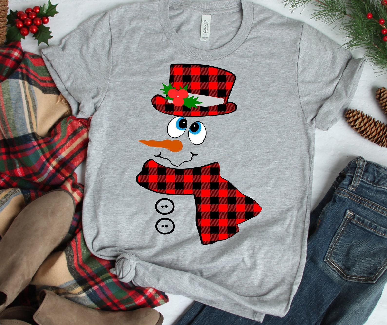 Buffalo Plaid Snowman SVG Christmas Holiday SVG DXF Eps Png | Etsy