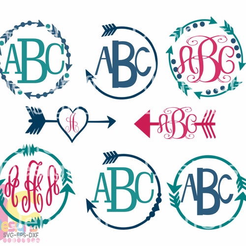 Arrow Svg Monogram Frame Svg Boho Popular Arrow Cutting File - Etsy