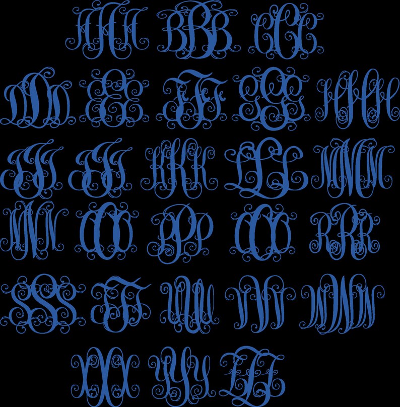 Fancy Vine Interlocking Monogram Svg Alphabet Svg Upper & | Etsy