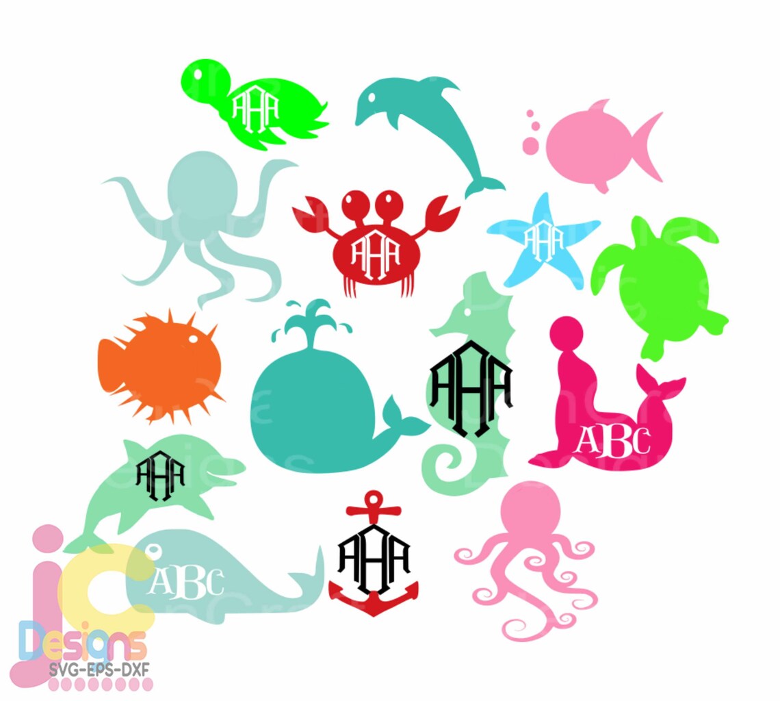 Sea Life SVG Sea Life Monogram Frames Seashell Starfish - Etsy