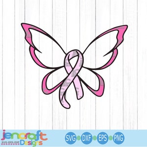 Cancer Ribbon Svg Butterfly SVG Breast Cancer Awareness Cut File Pink ...