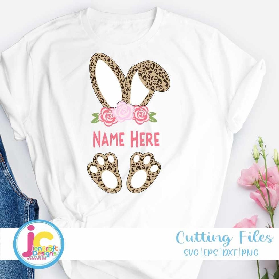Floral Cheetah Easter Bunny Ears SVG: Leopard Print Clipart (digital ...