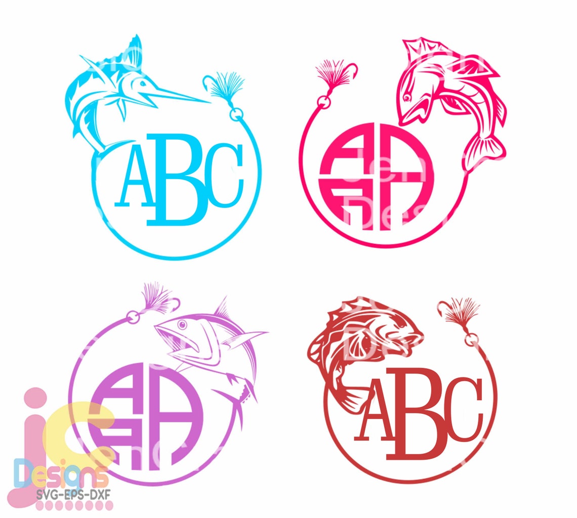 Fish Svg Fishing Monogram Frames Fathers Day Hunting and - Etsy
