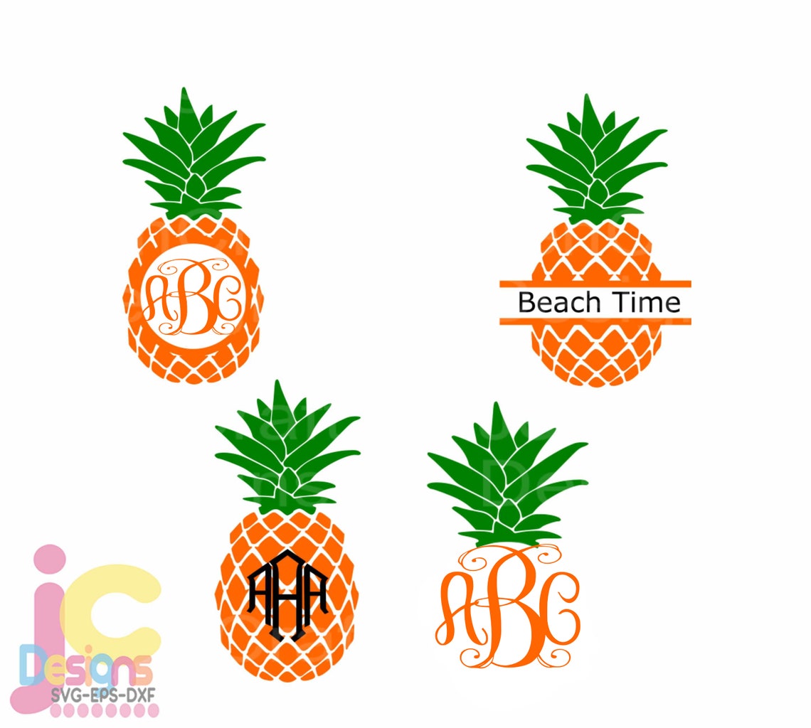 Pineapple Monogram SVG, Tropical Summer Cut File (svg, Eps, Dxf, Png ...