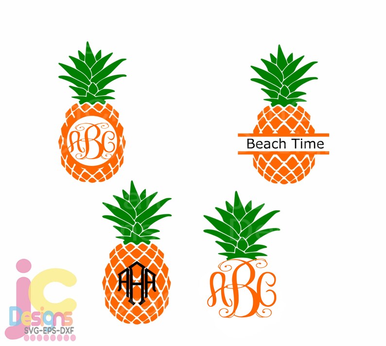 Pineapple SVG Round Monogram Tropical Hawaiian Summer Monogram | Etsy